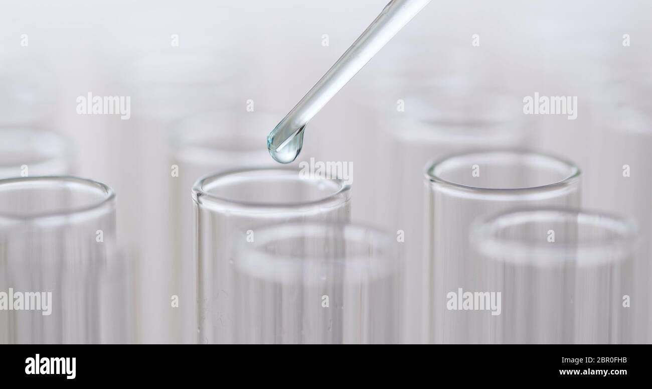 Pipette drip drop into a test tubes Stock Photo - Alamy