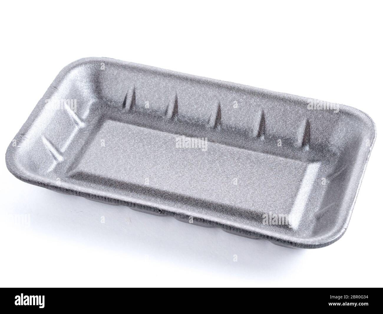Black empty food tray. Black disposable styrofoam isolated on white ...