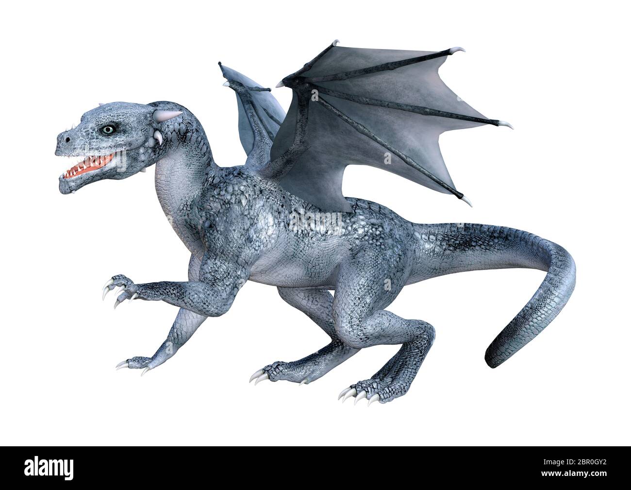 3D rendering of a fantasy dragon whelp isolated on white background ...