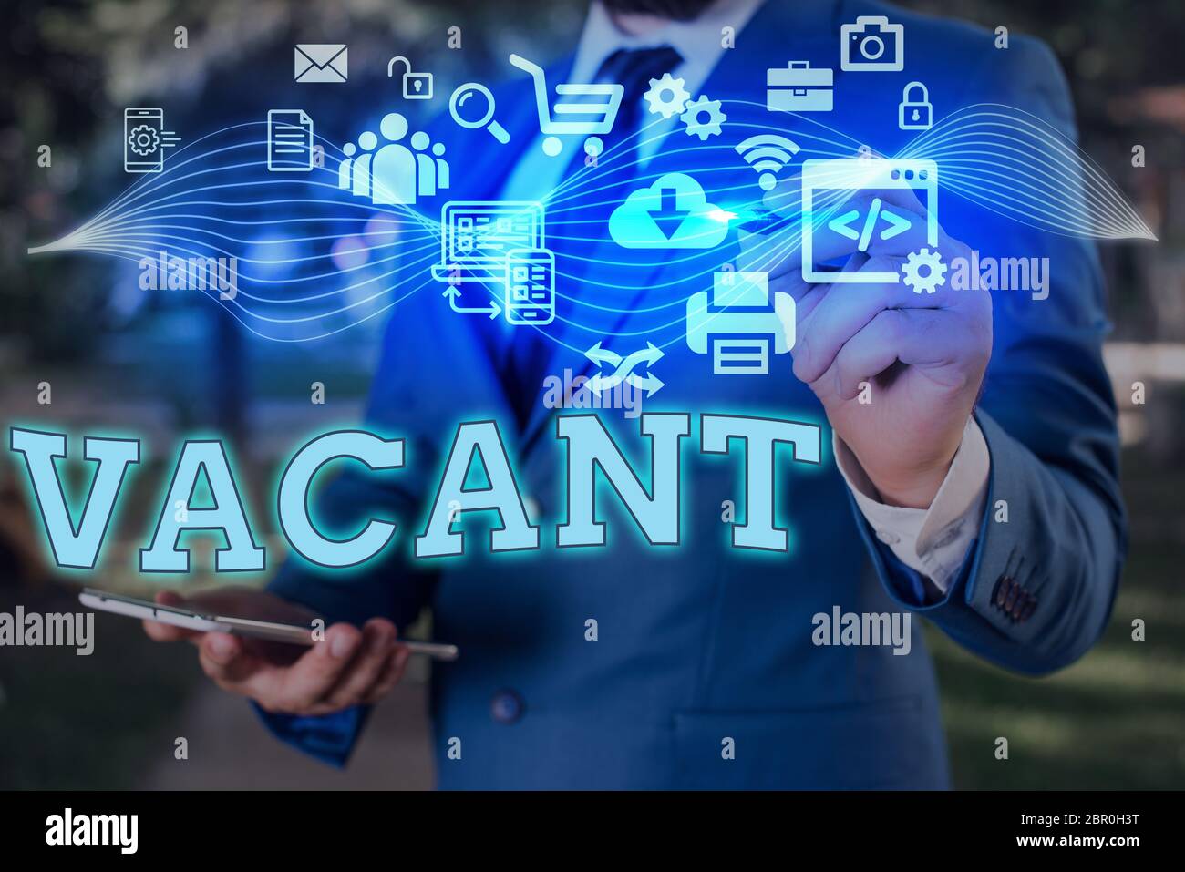 Conceptual hand writing showing Vacant. Concept meaning lacking ...