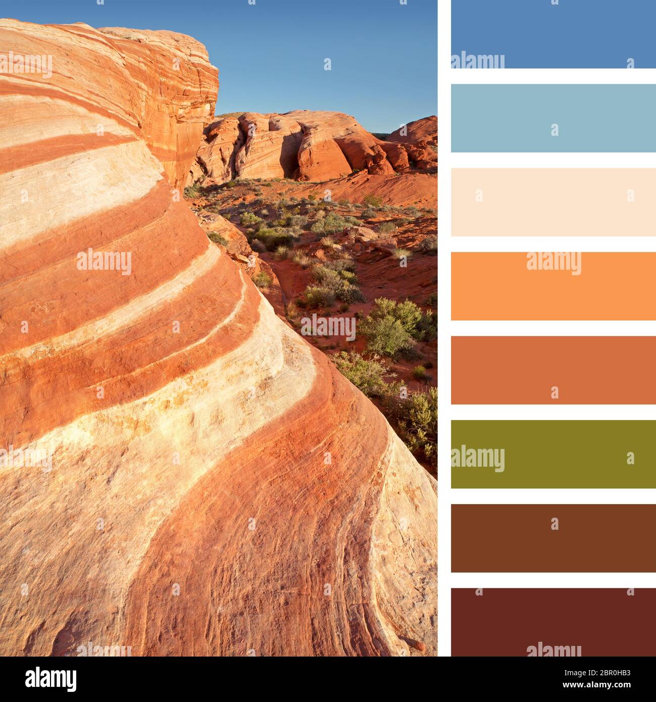 Colourful wave rock formation in the Valley of Fire state park, near ...