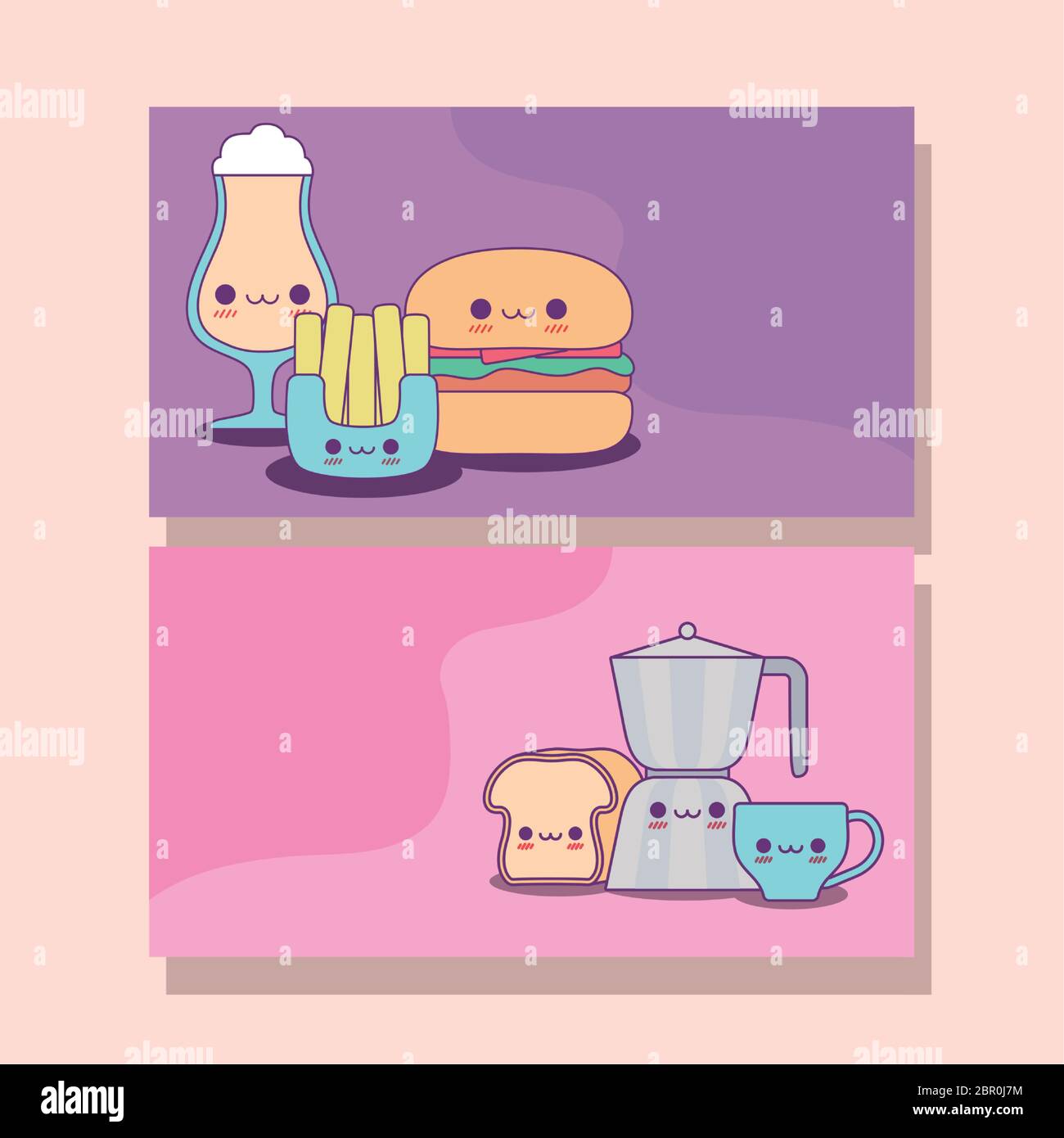 food labels cards design, Kawaii food cute character emoticon theme ...