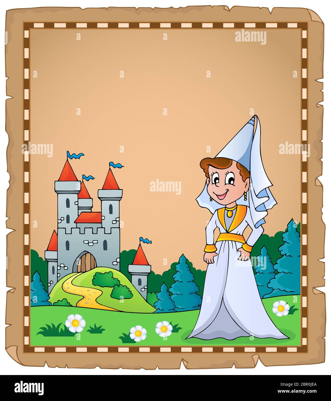 Medieval lady theme parchment 2 - picture illustration Stock Photo - Alamy