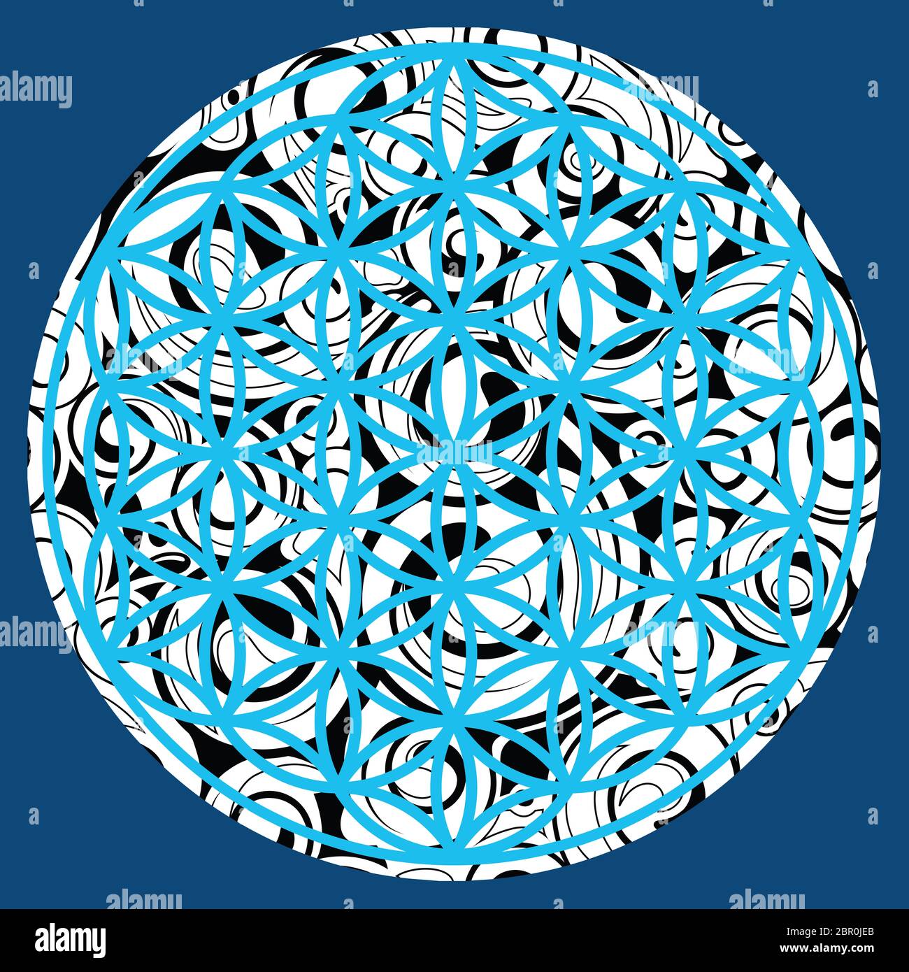 circles sacred symmetry esoteric energy structure blue illustration ...