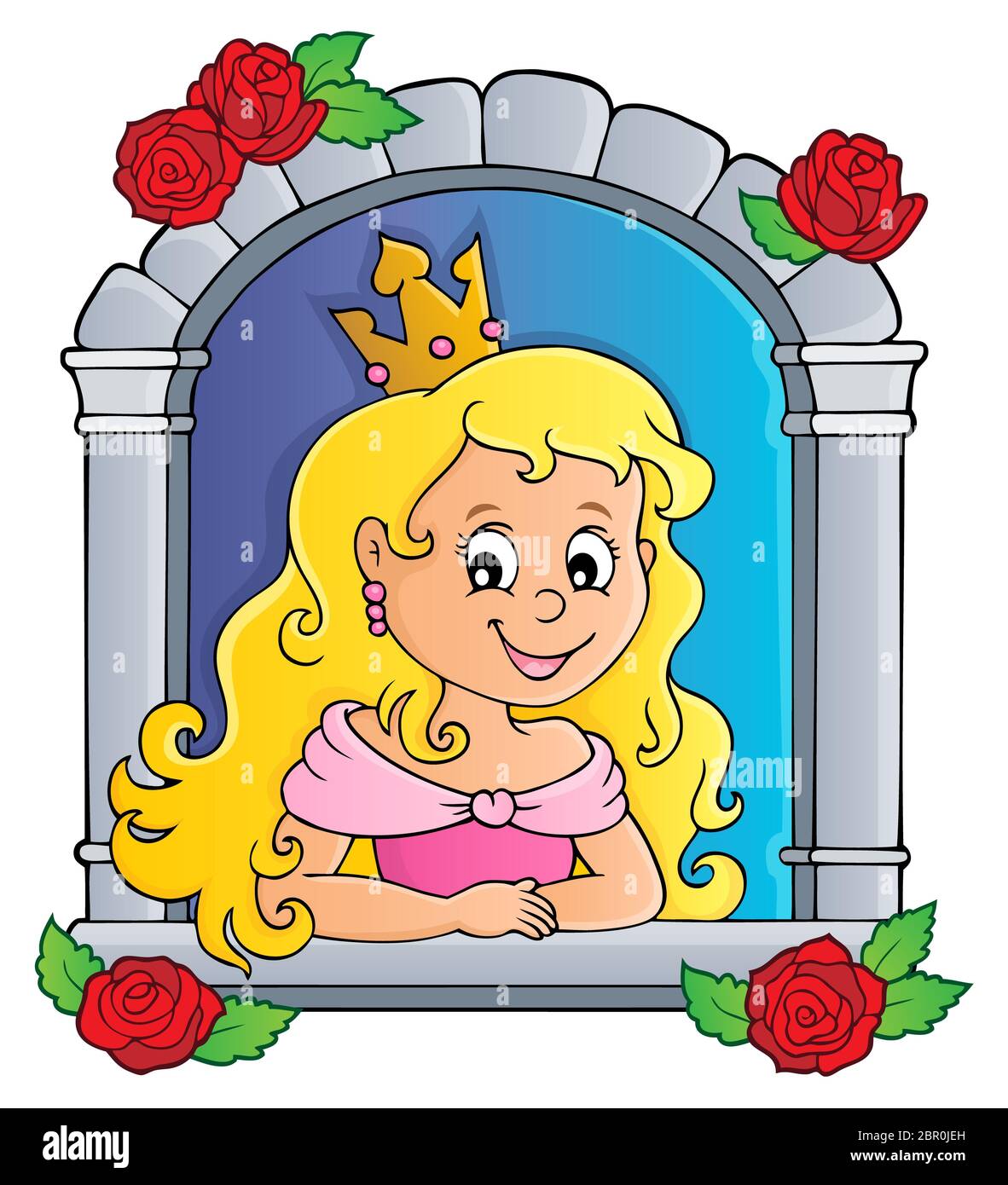 Princess in window theme image 1 - picture illustration Stock Photo - Alamy