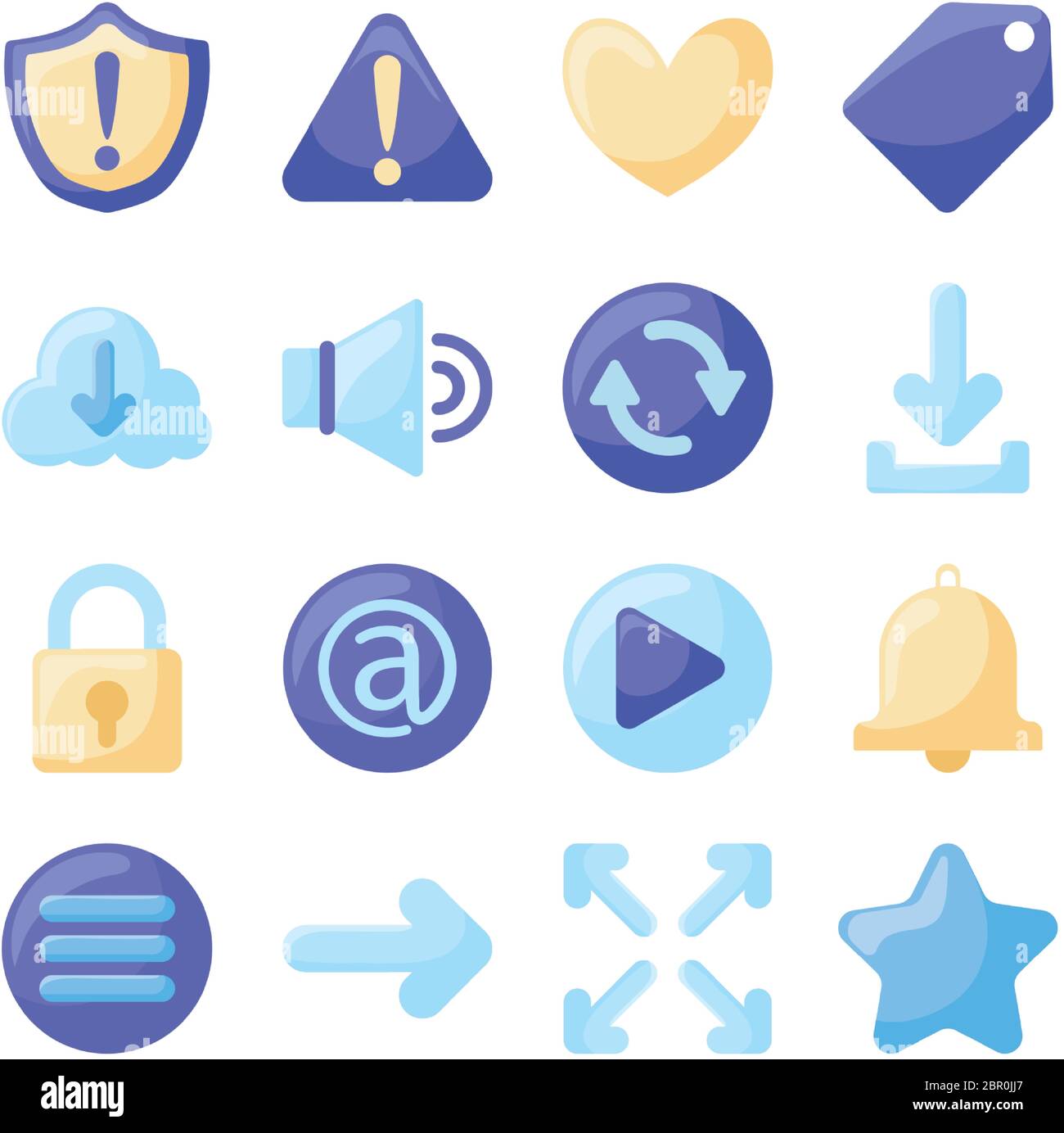 Flat style icon set design, Social media web multimedia and ...