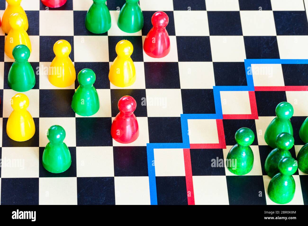 playfield of Halma strategy board game close up. Halma board game was ...