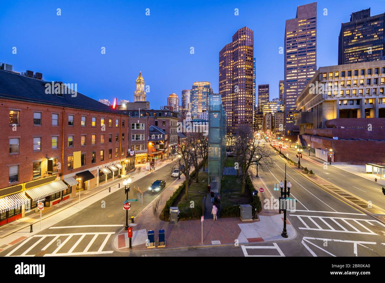 Boston Downtown cityscape with skylines building sunset at Boston city ...