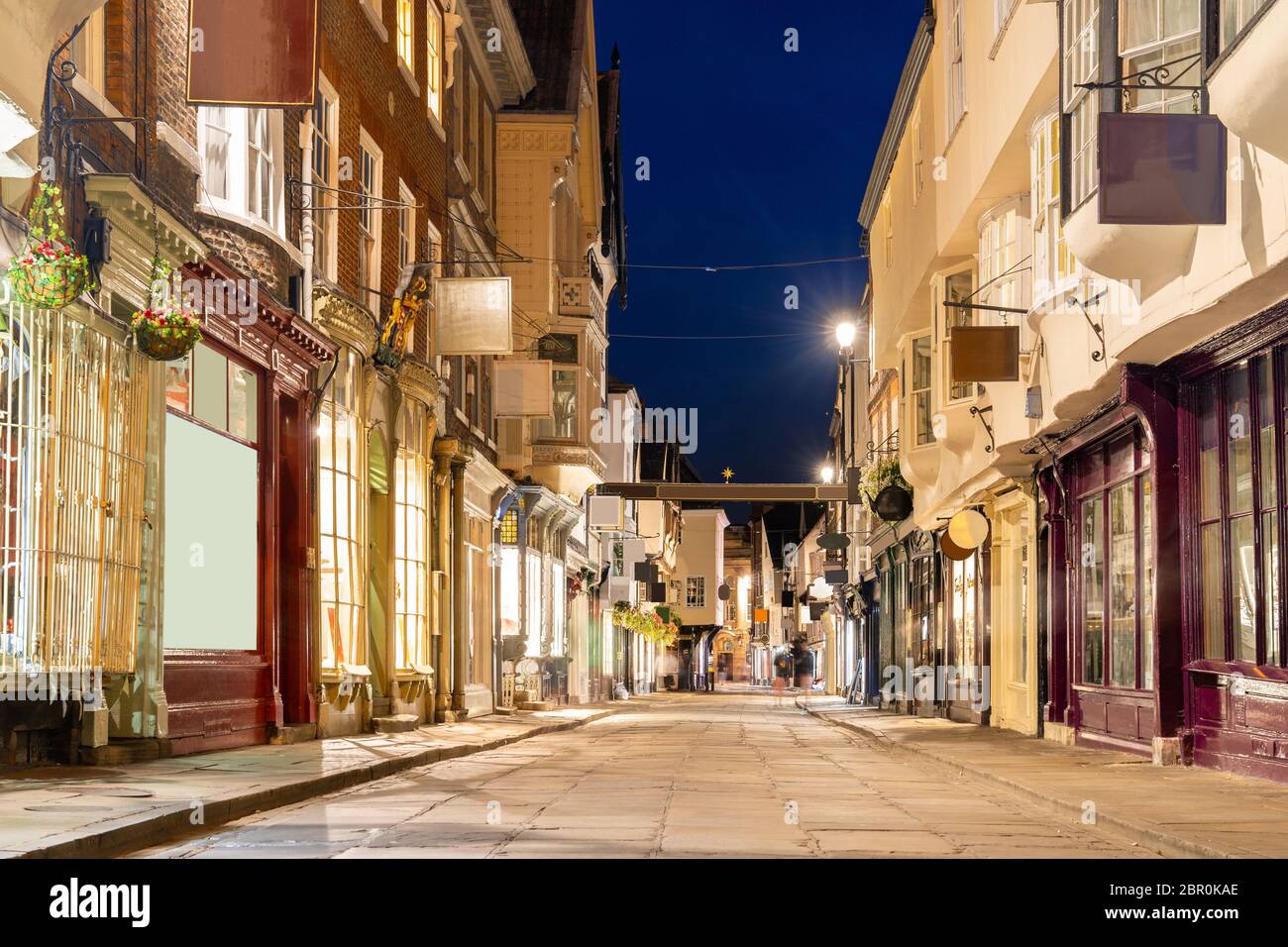 York cityscape shopping street sunset dusk, York Yorkshire England UK ...