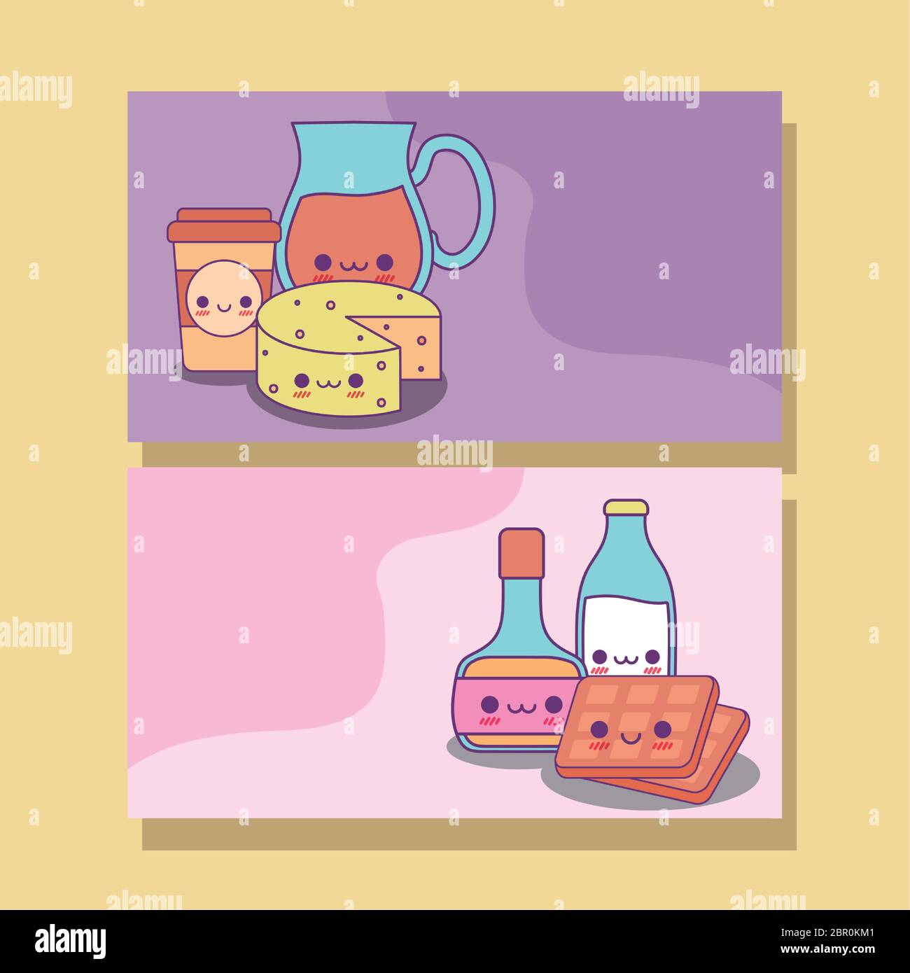 food labels cards design, Kawaii food cute character emoticon theme ...