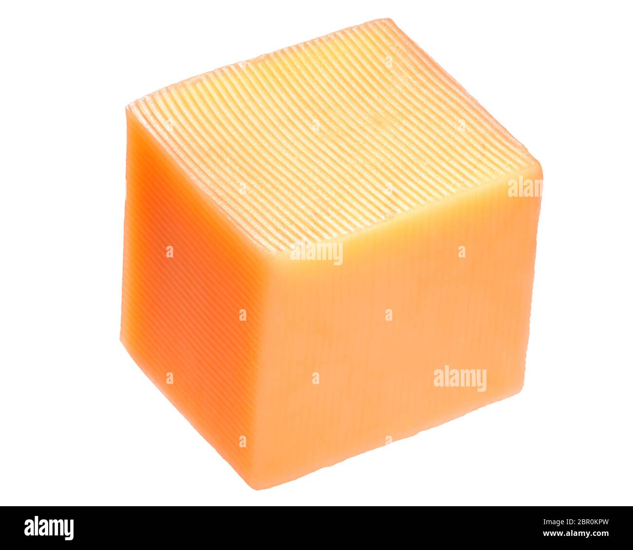 Cheddar cheese cube isolated on white, shadowless, with annato Stock ...