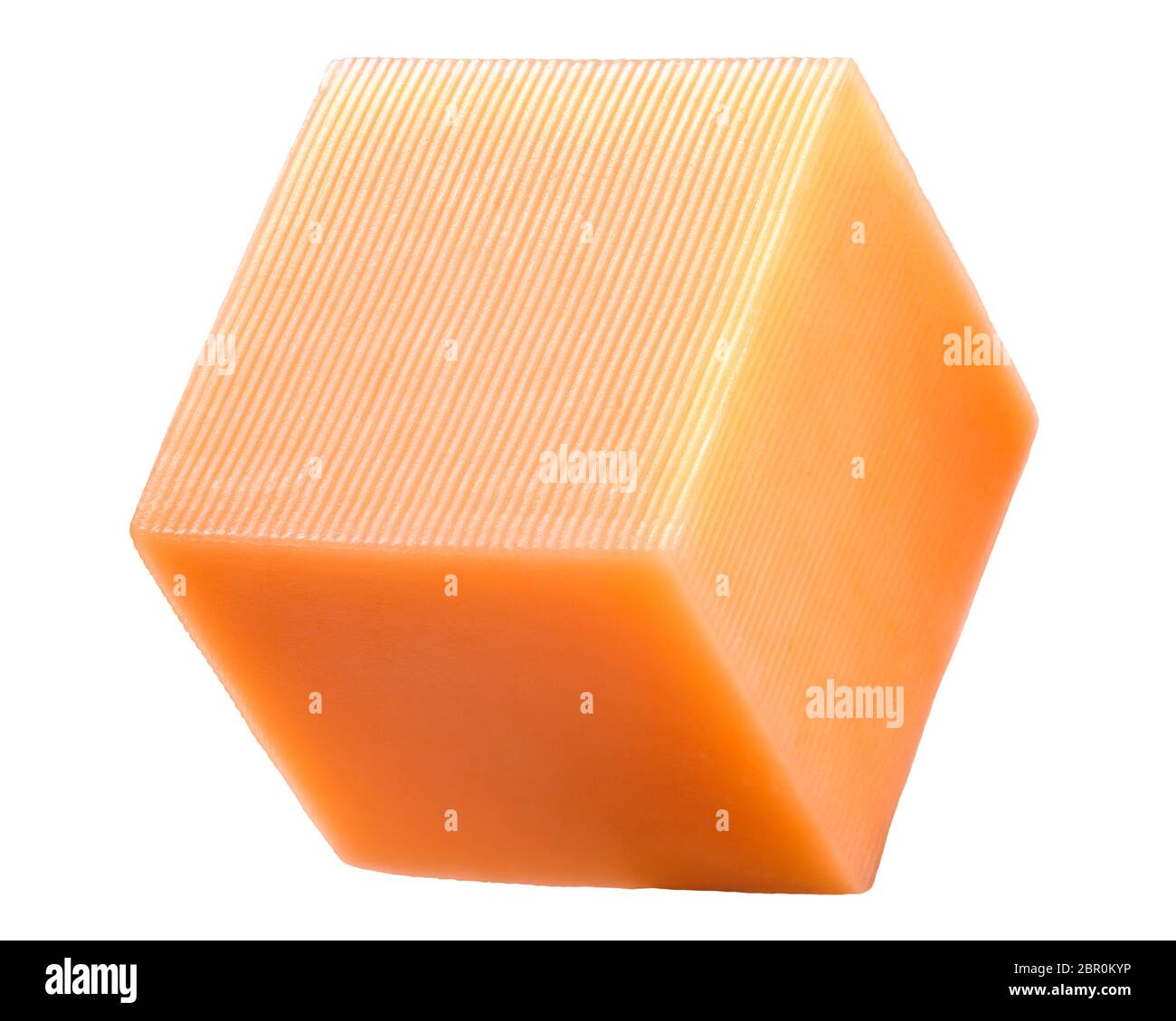 Cheddar cheese cube isolated on white, shadowless, with annato Stock ...