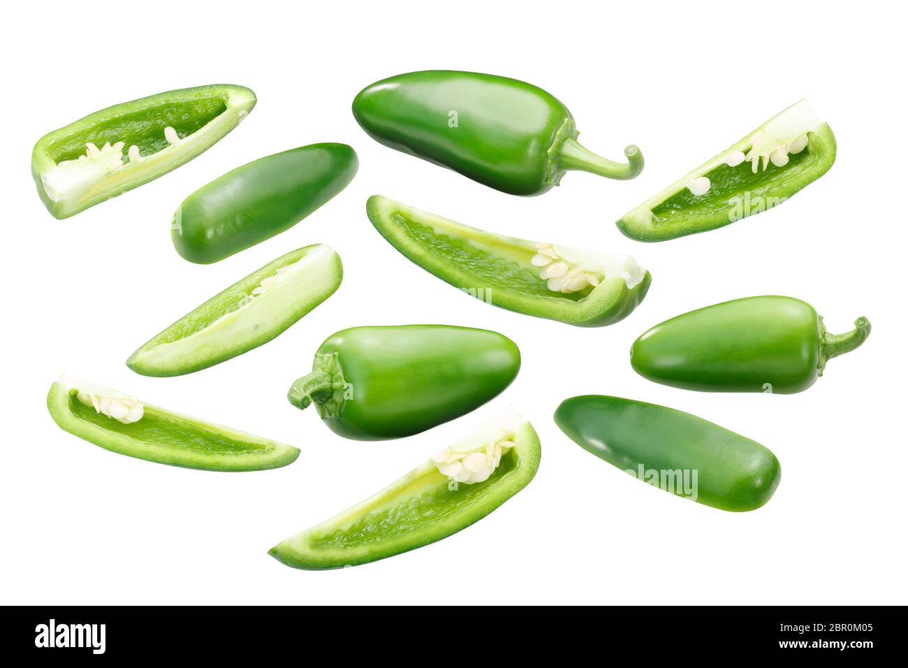 Jalapeno pepper quarter slices and whole pods Stock Photo - Alamy