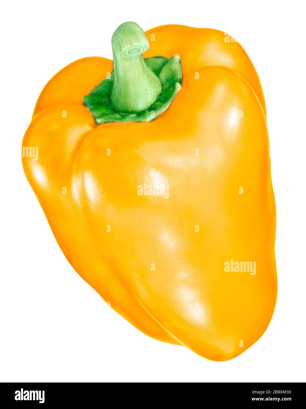 Orange Bell Pepper (Capsicum annuum), whole pod, top view Stock Photo ...