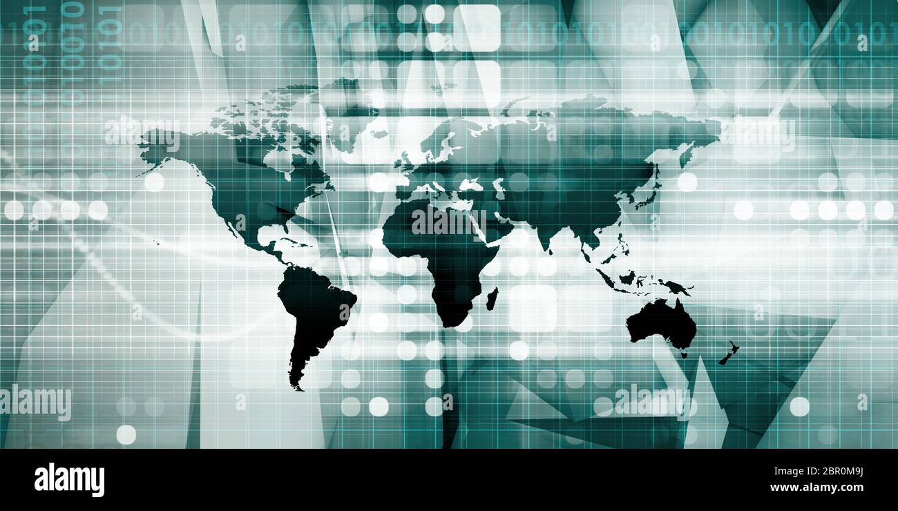 International Trade on a Global Scale with Map Stock Photo - Alamy