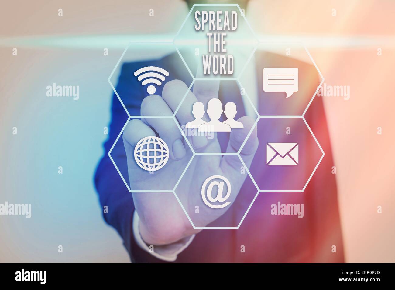 Text sign showing Spread The Word. Business photo showcasing share the ...