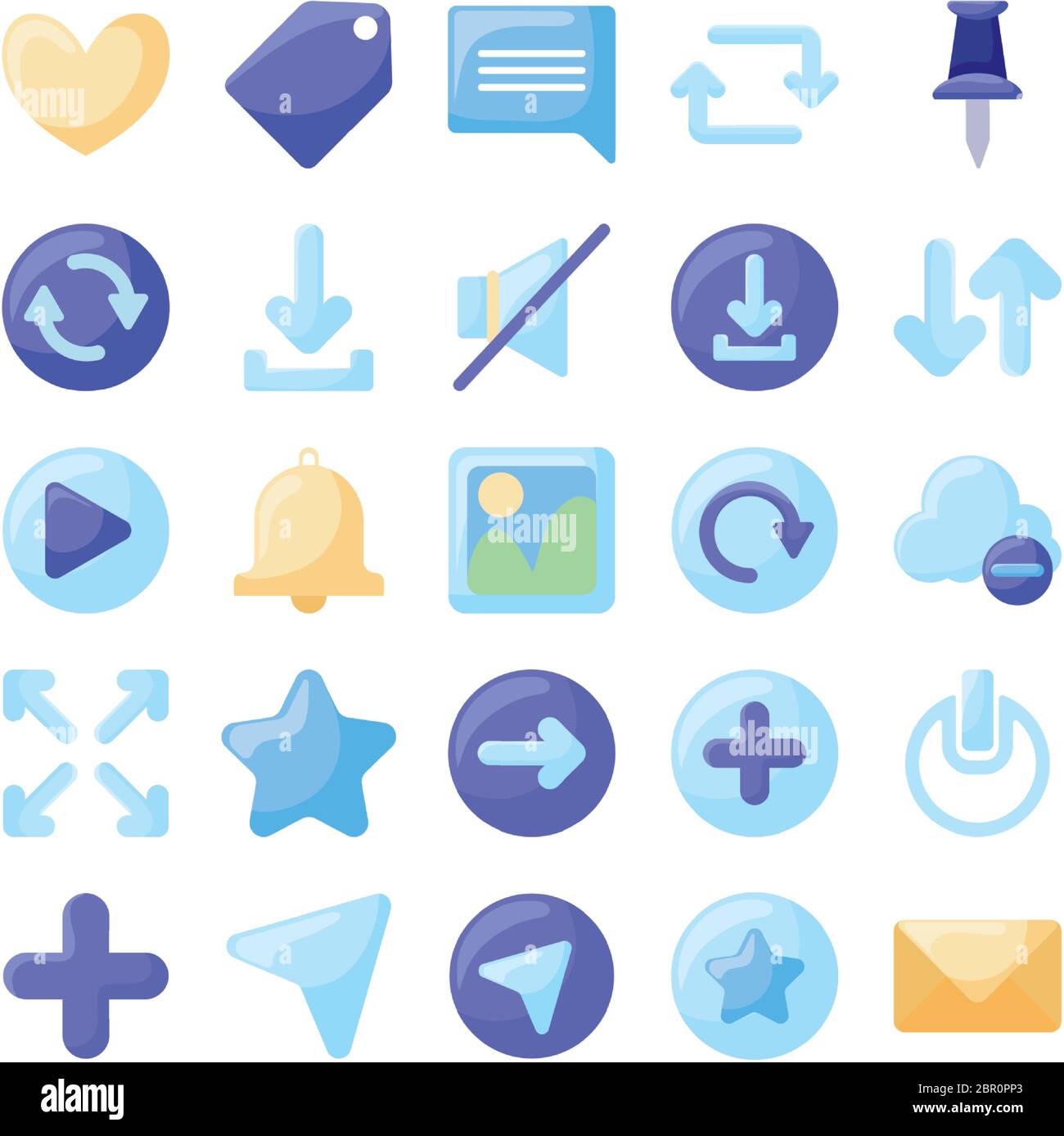 Flat style icon set design, Social media web multimedia and ...