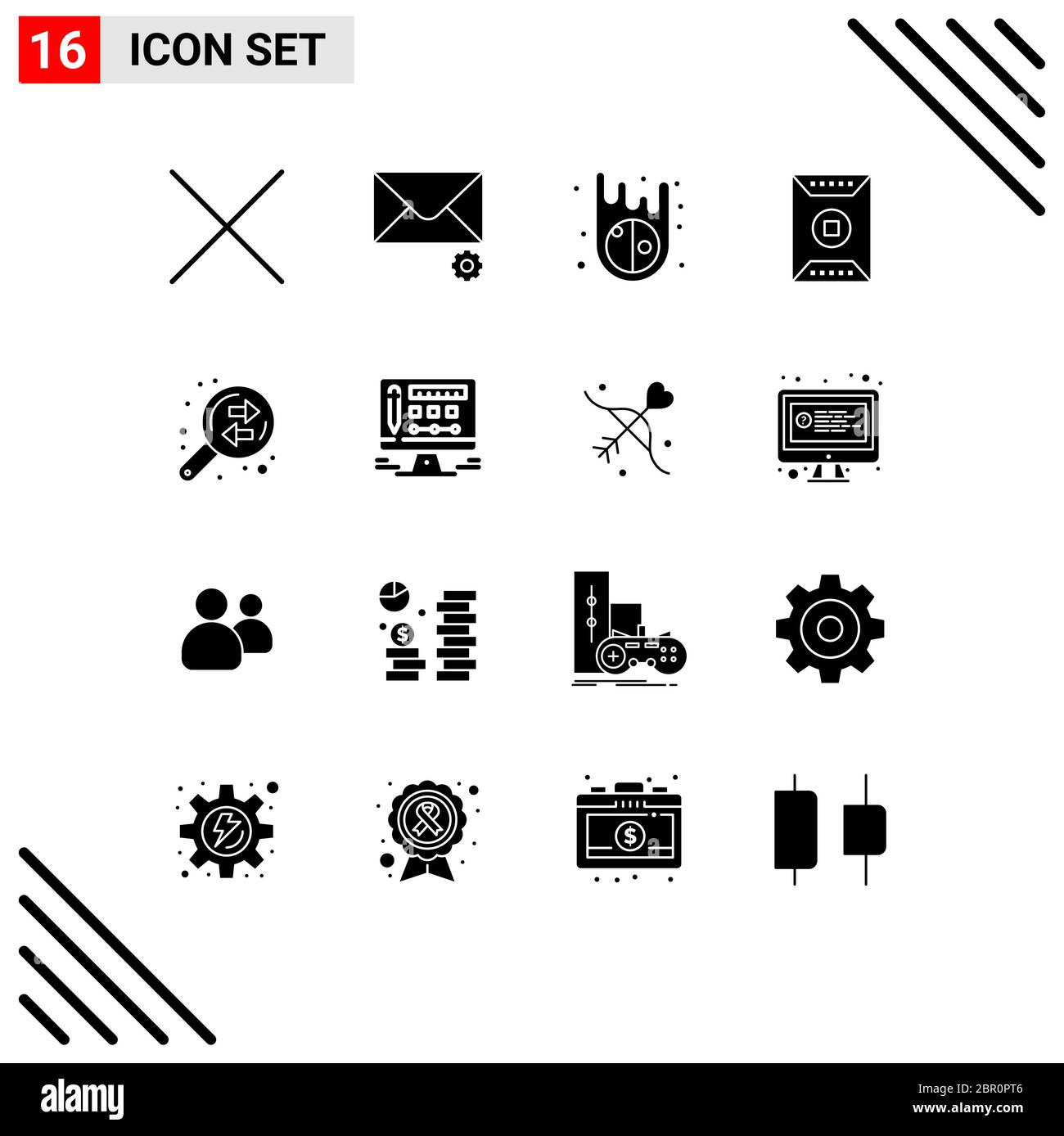 16 Creative Icons Modern Signs and Symbols of monitor, exchange, field ...