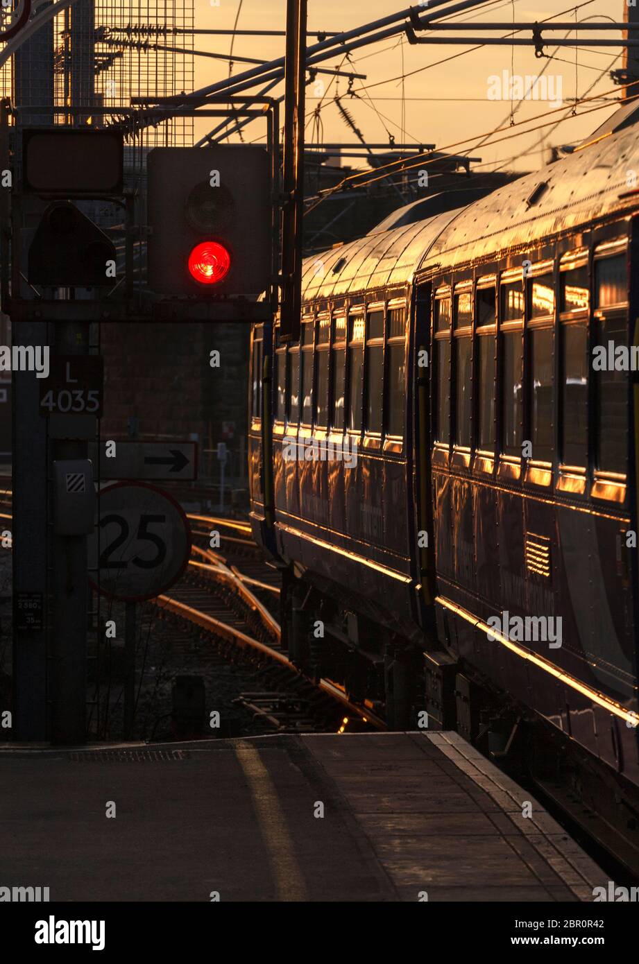 Northern rail class 142 pacer train departing from Skipton railway ...