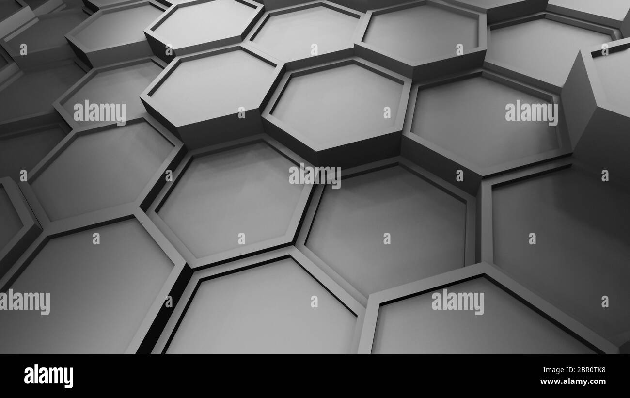 Abstract background, hexagons or honeycombs, 3D rendering, hexagonal wallpaper, network ...