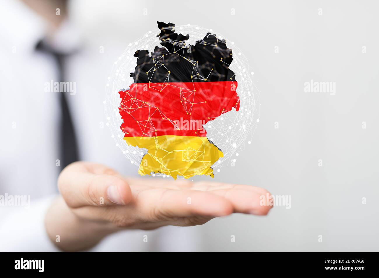 map of Germany. Wire frame 3D mesh polygonal network line, design Stock ...