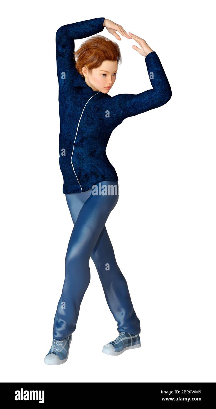 3D rendering of a teenager girl dancing isolated on white background ...