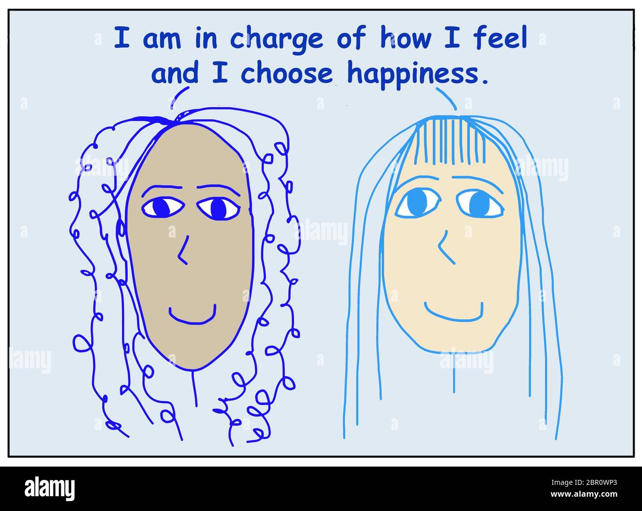 Color cartoon of two smiling, beautiful and ethnically diverse women ...