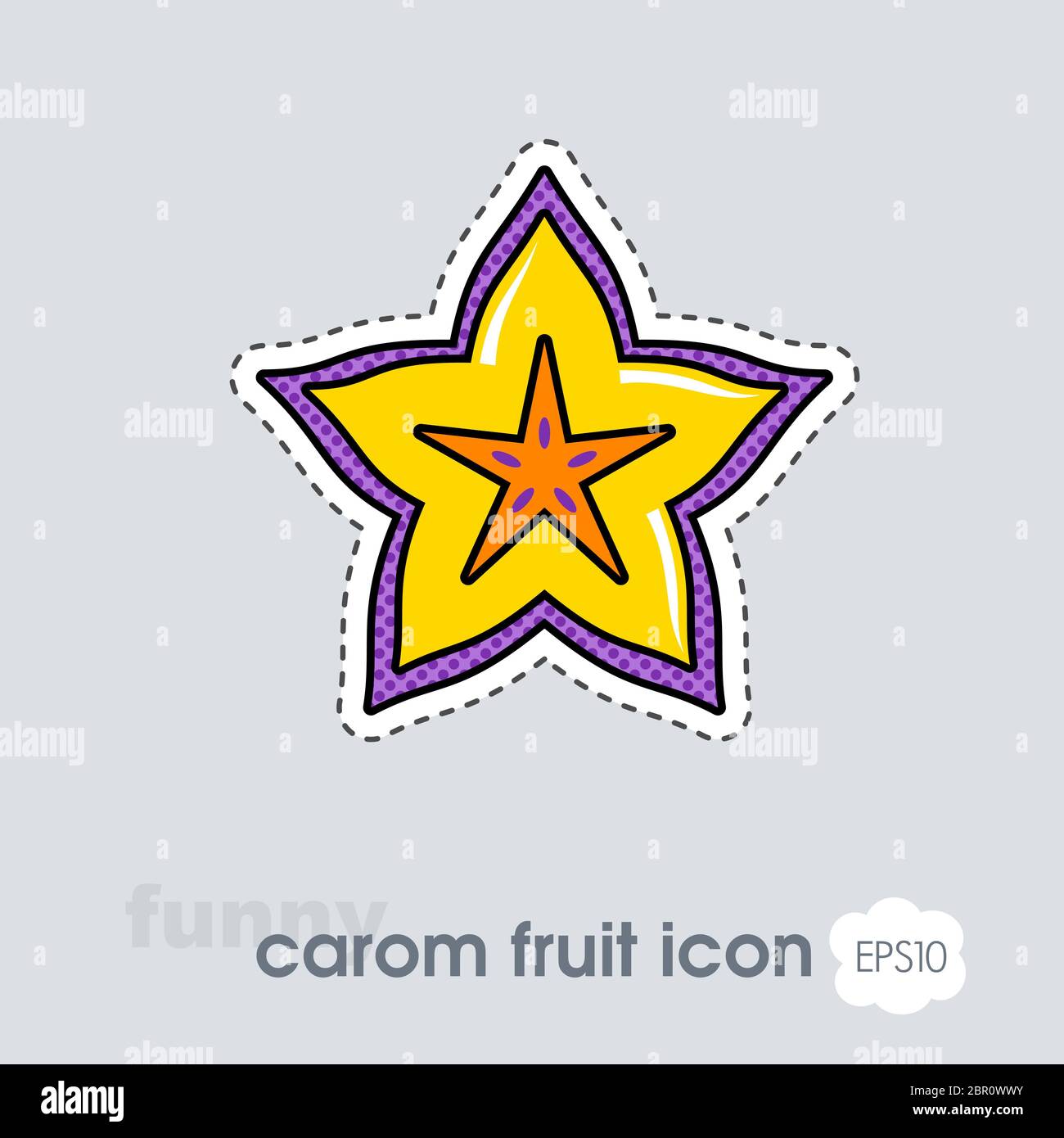 Starfruit Carambola Carom icon. Tropical fruit sign. Vector ...