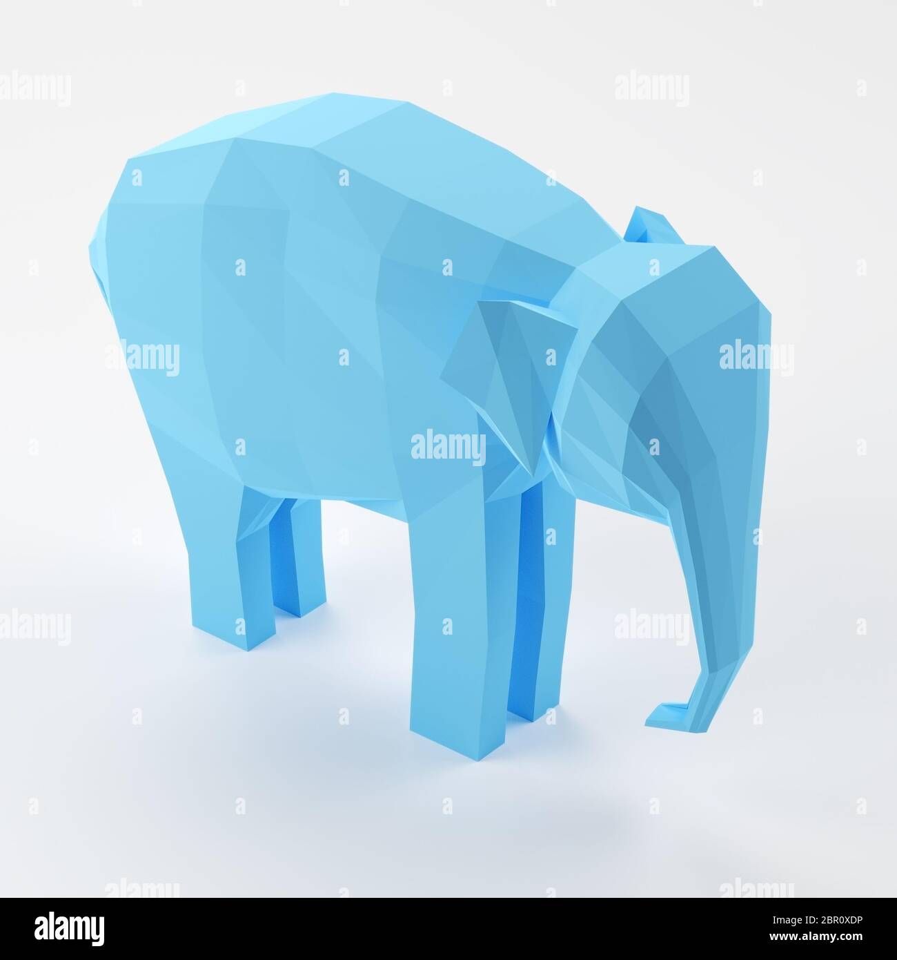 3D low polygon elephant on a white background Stock Photo - Alamy
