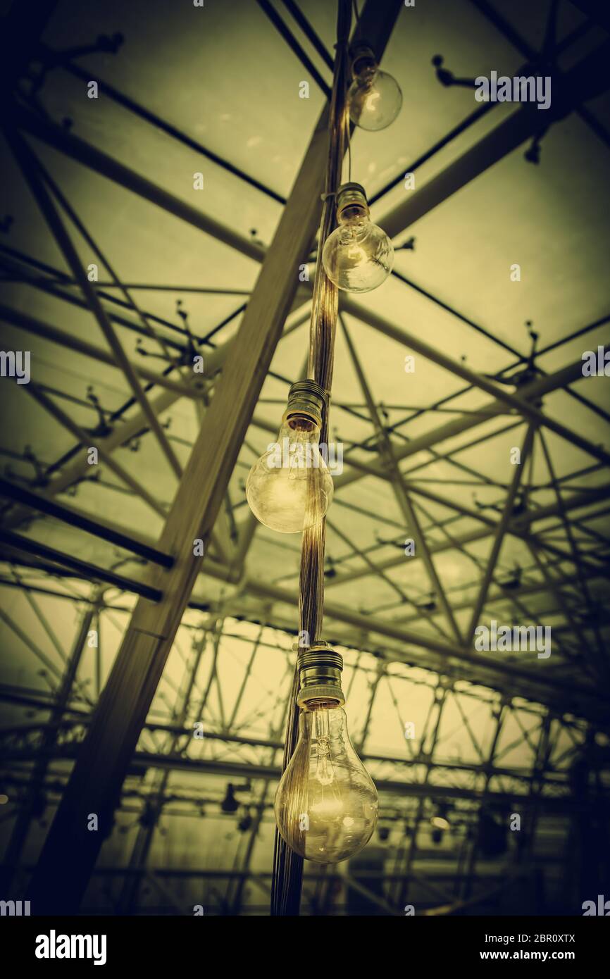 Lighted bulbs, detail of a light bulb to illuminate and give light ...