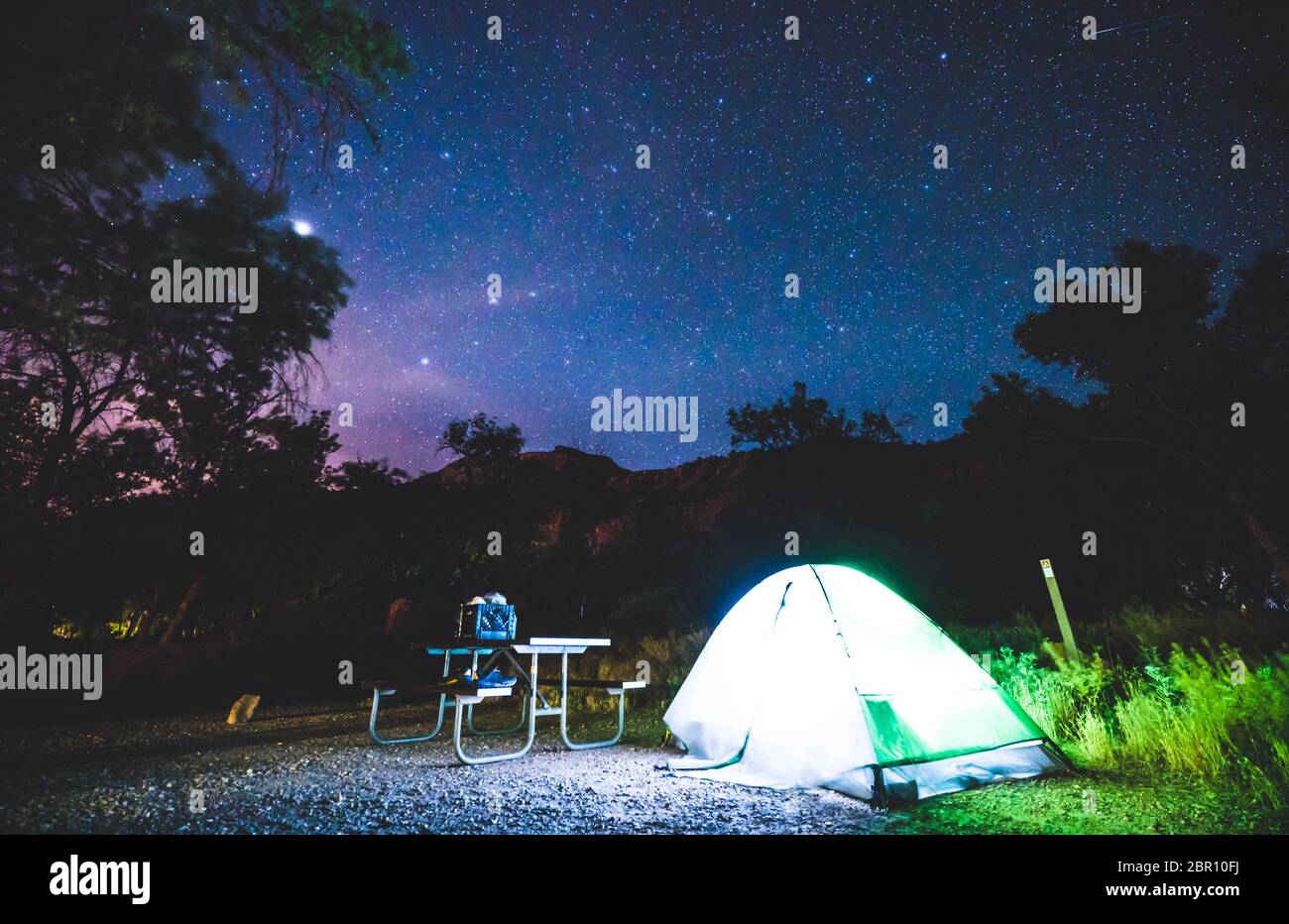 camping in campground area at night with star on the sky in national ...