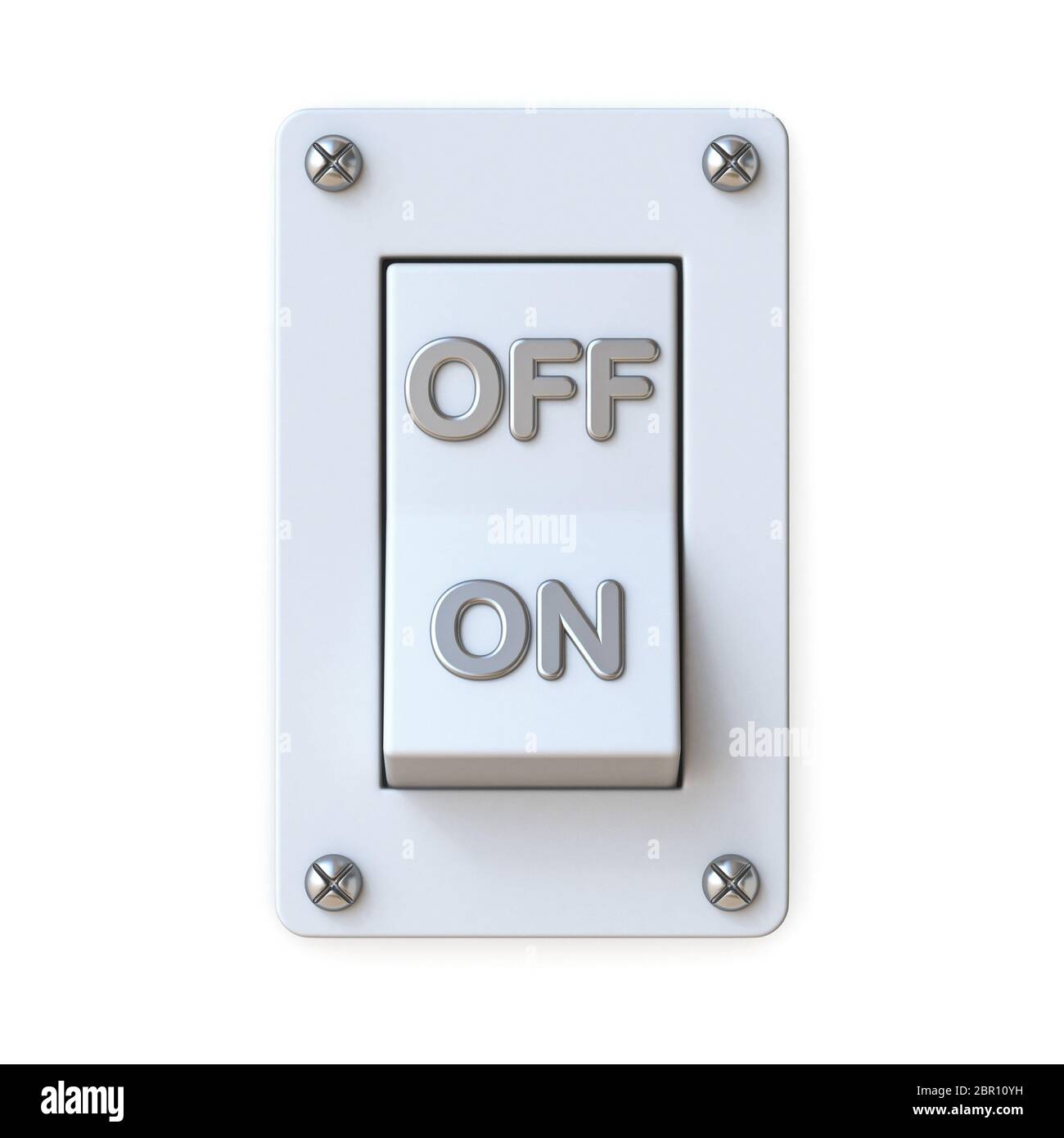 Switch on and off OFF position 3D render illustration isolated on white ...