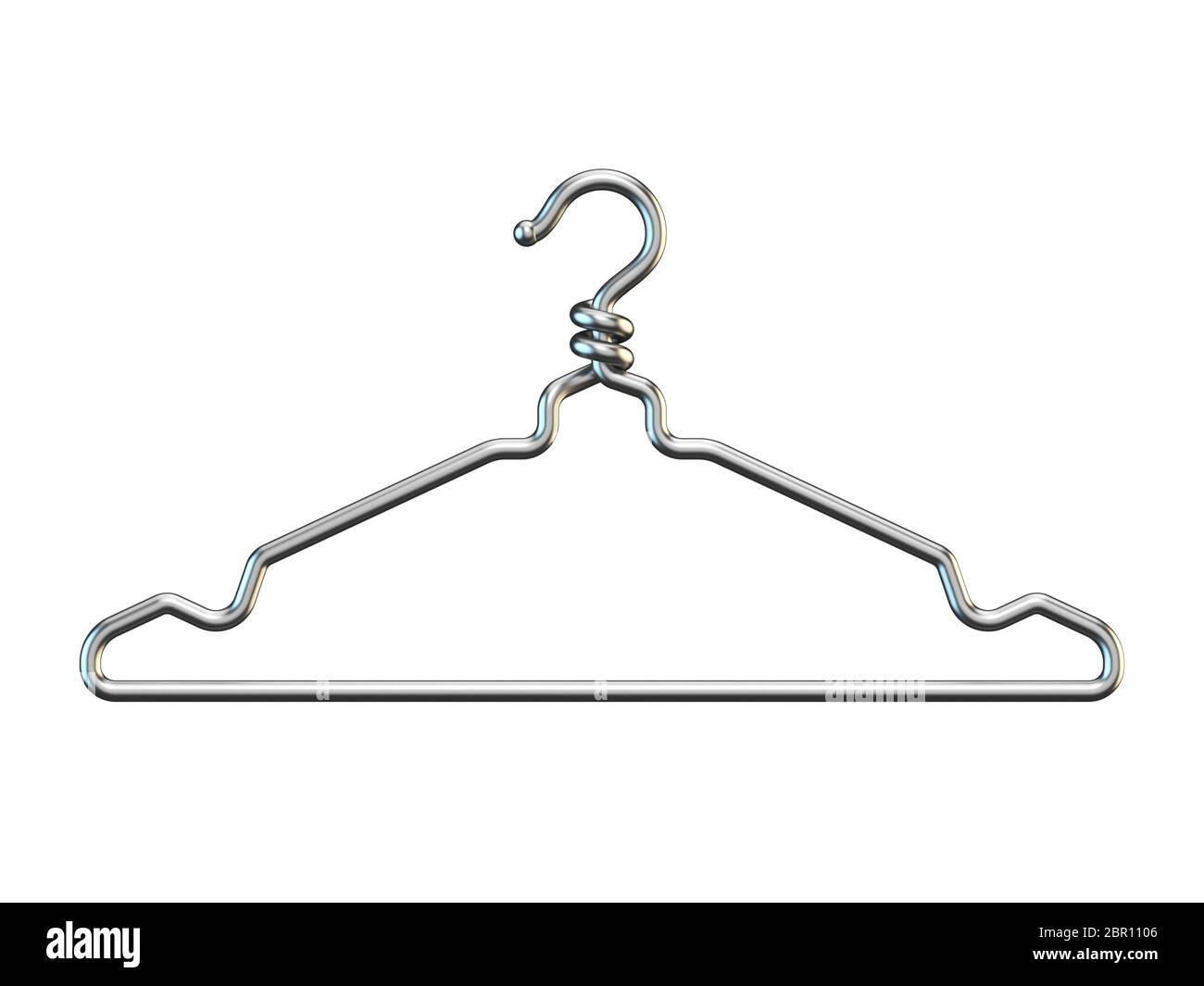 Wire clothes hanger 3D render illustration isolated on white background ...