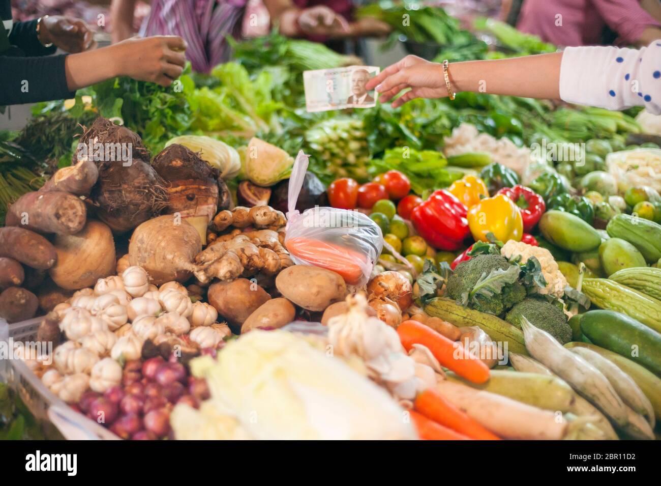 Vegetables being sold at a market. Siem Reap, Cambodia, Southeast Asia ...