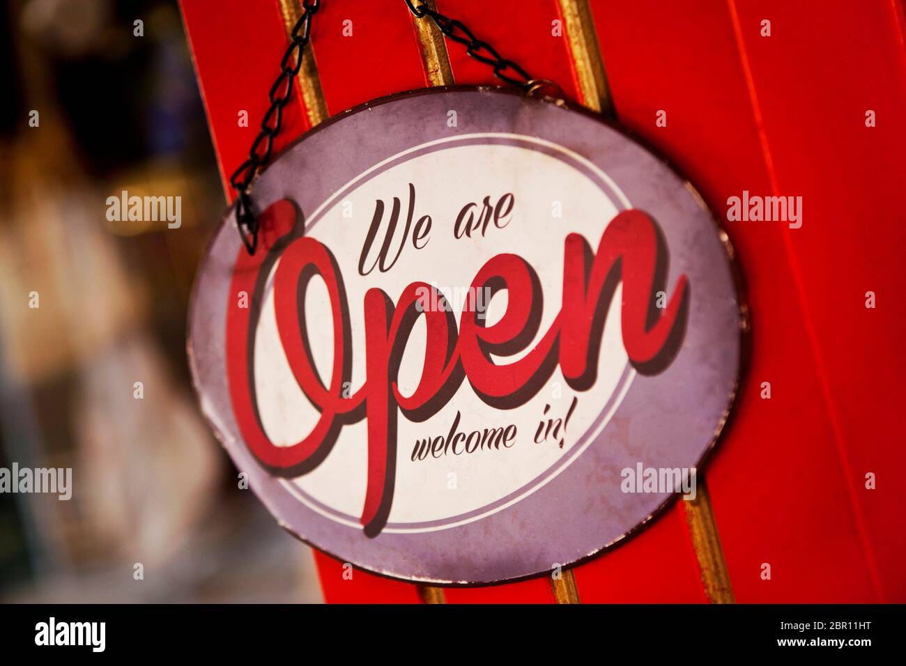 Close up of a vintage open sign Stock Photo - Alamy