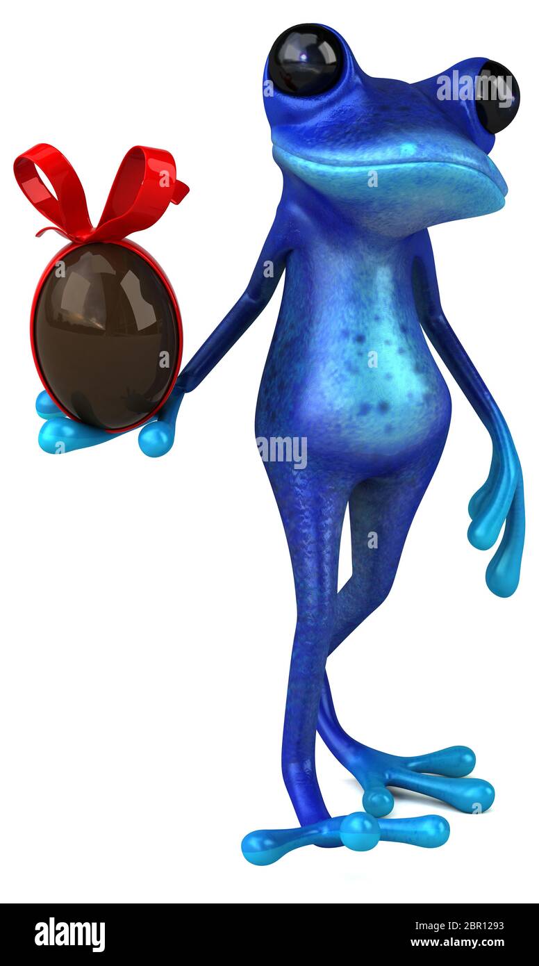 Fun blue frog - 3D Illustration Stock Photo - Alamy
