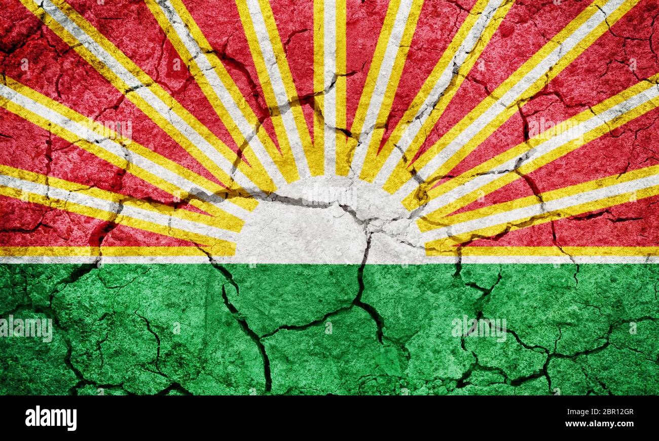 Lara State flag, state of Venezuela, on dry earth ground texture ...