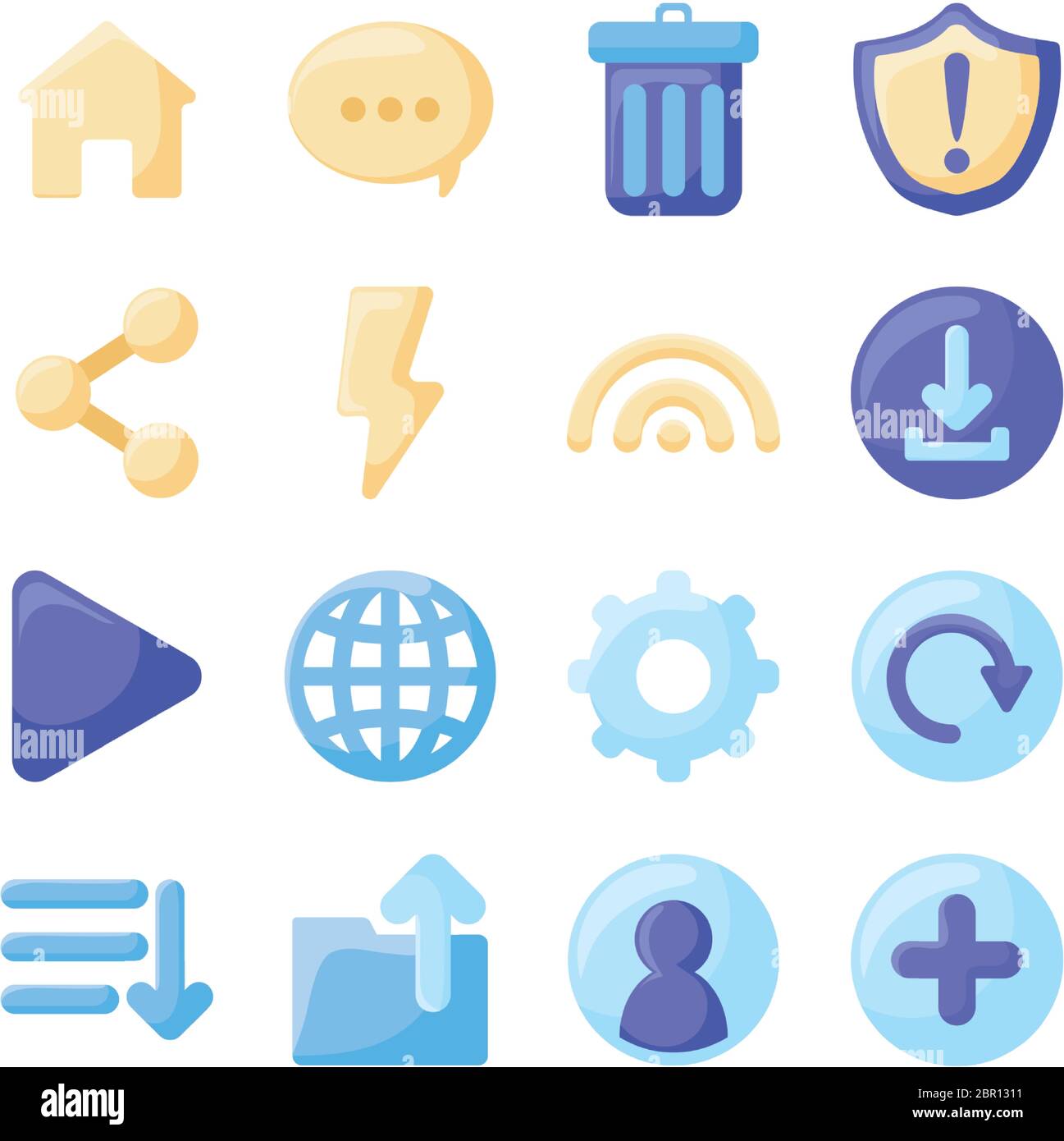 Flat style icon set design, Social media web multimedia and ...