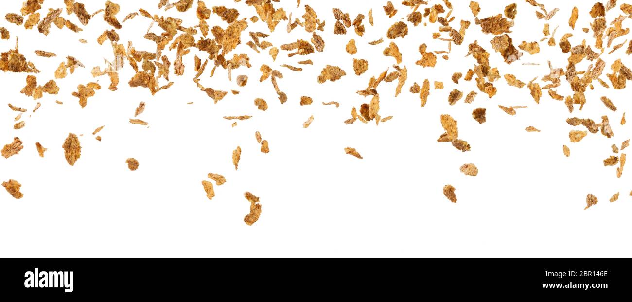 Falling corn flakes isolated on white background Stock Photo - Alamy