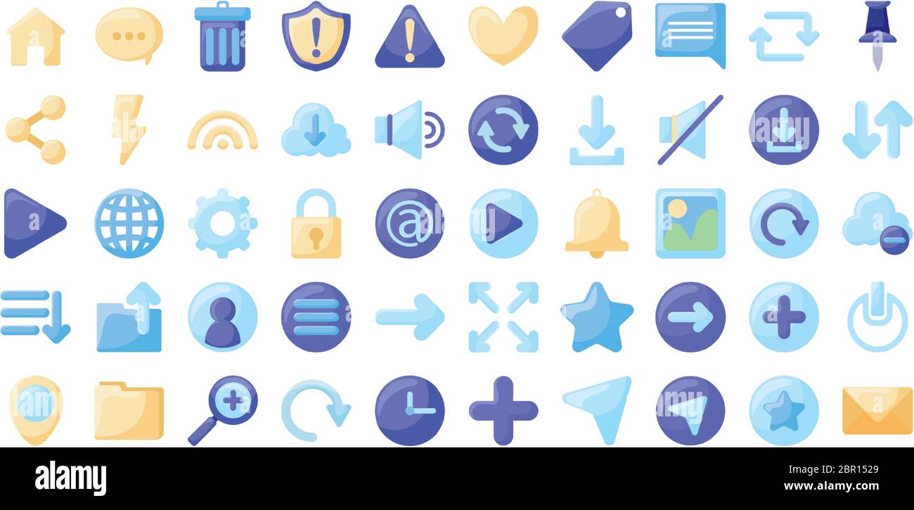 Flat style icon set design, Social media web multimedia and ...