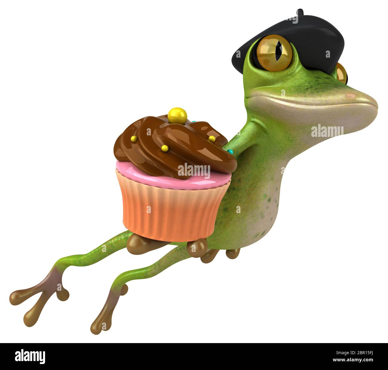 Fun french frog - 3D Illustration Stock Photo - Alamy
