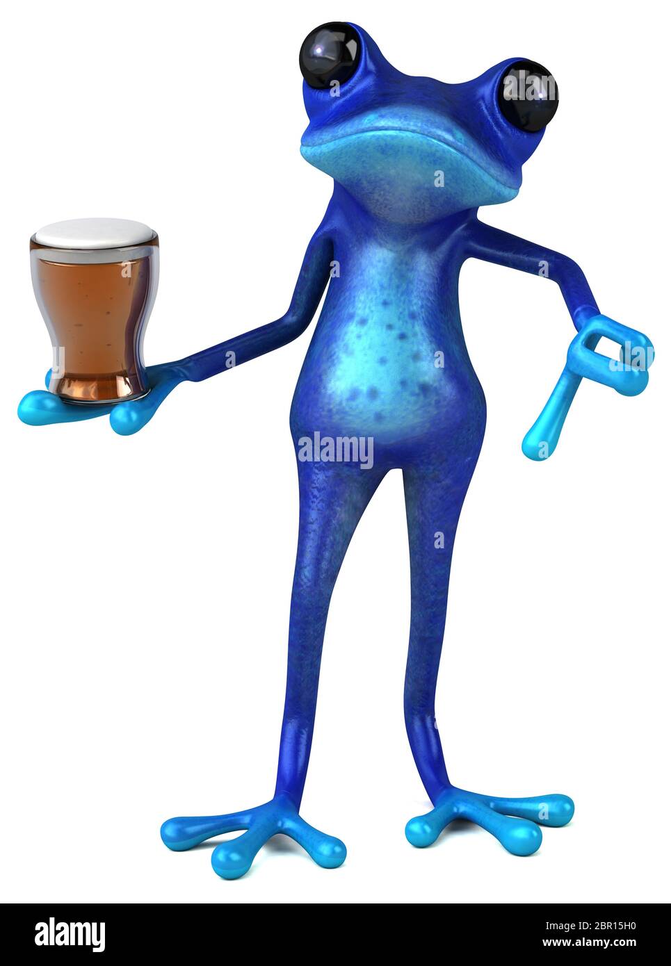 Fun blue frog - 3D Illustration Stock Photo - Alamy