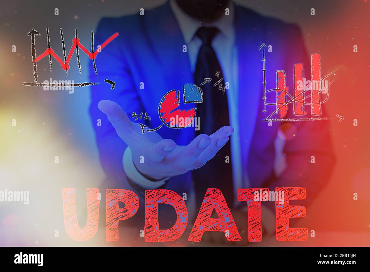 Writing note showing Update. Business concept for Make something more modern Adding new facts ...