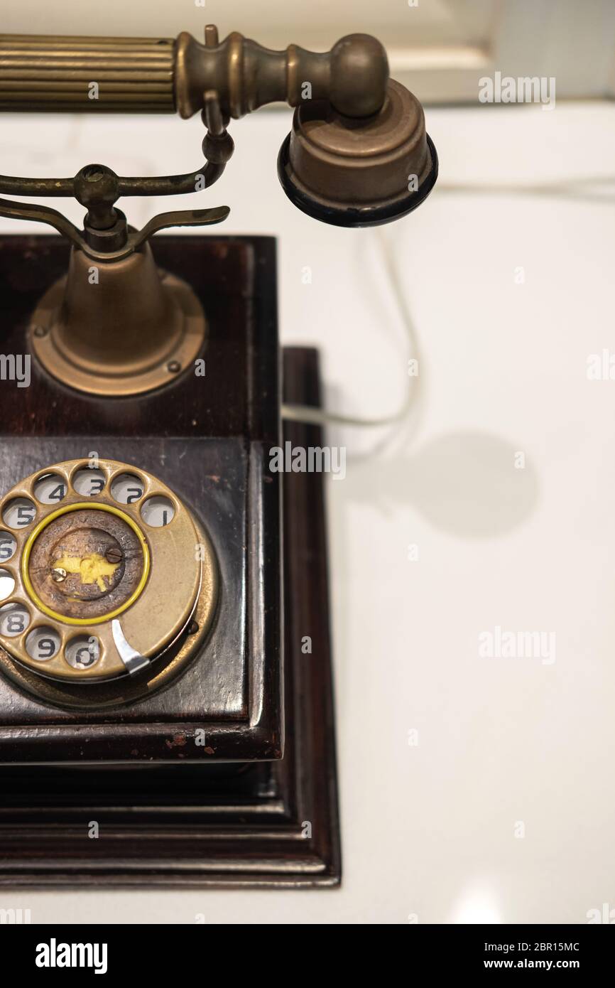 Vintage Telephone Antique Phone Retro Gold Rotary Dial Landline Office ...