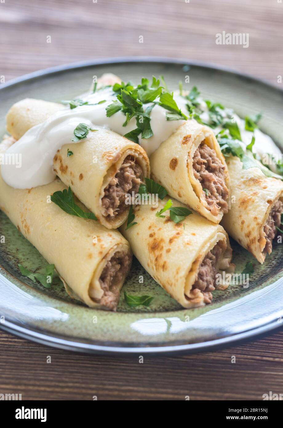 Crepes with tuna Stock Photo - Alamy