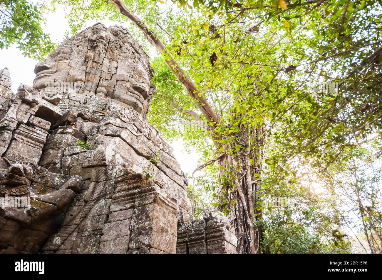 Buddha faces on the Gate to Ta Prohm Temple, Angkor, UNESCO World ...