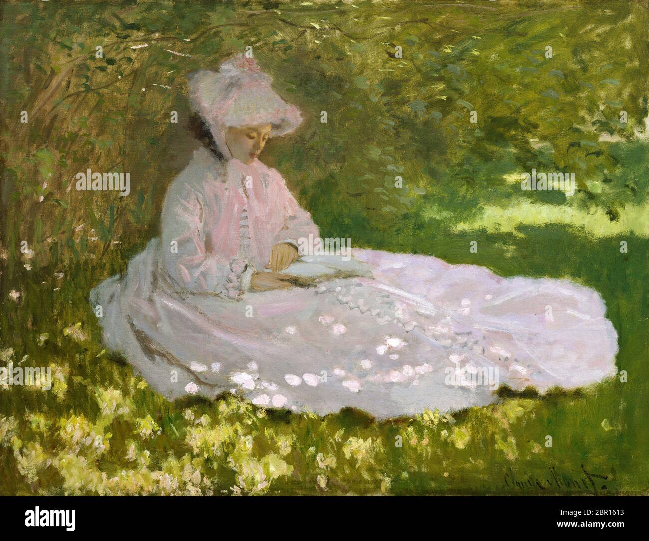 the Springtime (Girl with book) by Claude Monet 1872. Walters Art ...