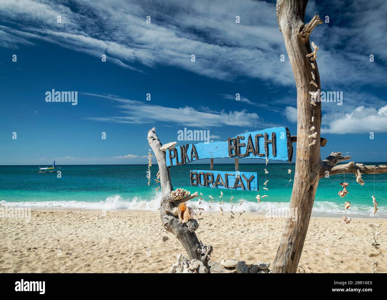 famous puka beach view on tropical paradise boracay island in ...