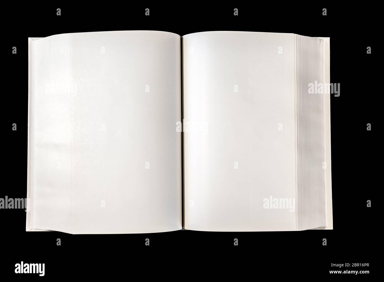 Open blank dictionary, book mockup, isolated on black. Top view Stock ...