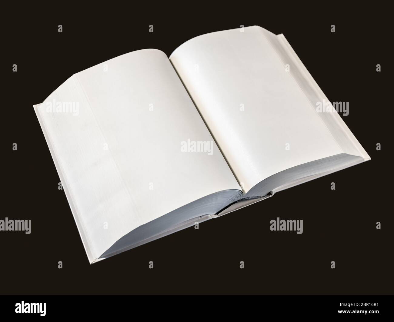 Open blank dictionary, book mockup, isolated on black. Top view Stock ...